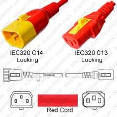 AC Power Cord Locking IEC 60320 V-Lock C14 Plug to V-Lock C13 Connector ...